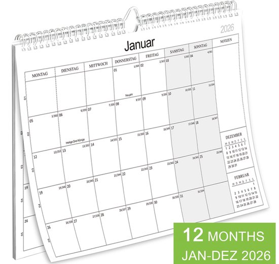 IMPERATORIS® Calendrier mensuel/Planificateur mensuel 2026 - A4 | bol