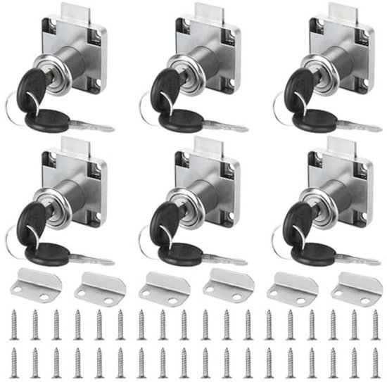 Set van 6 Kastslots met Sleutels - 20 mm Meubel- en Kastsloten voor ...