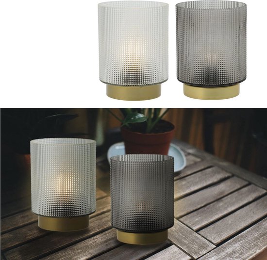 Set van 2 LED Tafellampen met Reliëfpatroon – Decoratieve Tafellampen ...