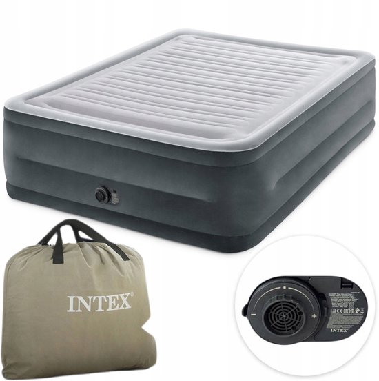 Intex Luchtbed 203x152x56cm met ingebouwde Pomp & Tas | bol