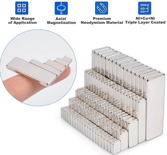 50 Sterke Neodymium Rechthoekige Magneten 10x4x2 mm - Kleine Zeldzame ...