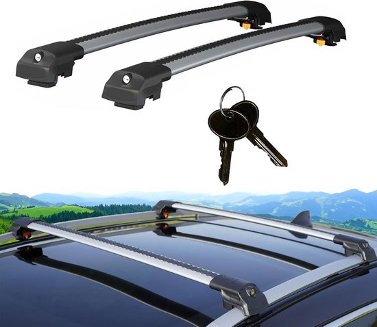 Dakdragers Zilver voor Auto met Dakrails - Universeel Verstelbaar ...