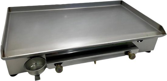 Professionele RVS Gas Plancha Grillplaat 80x50 cm - 2 Branders - Glad ...
