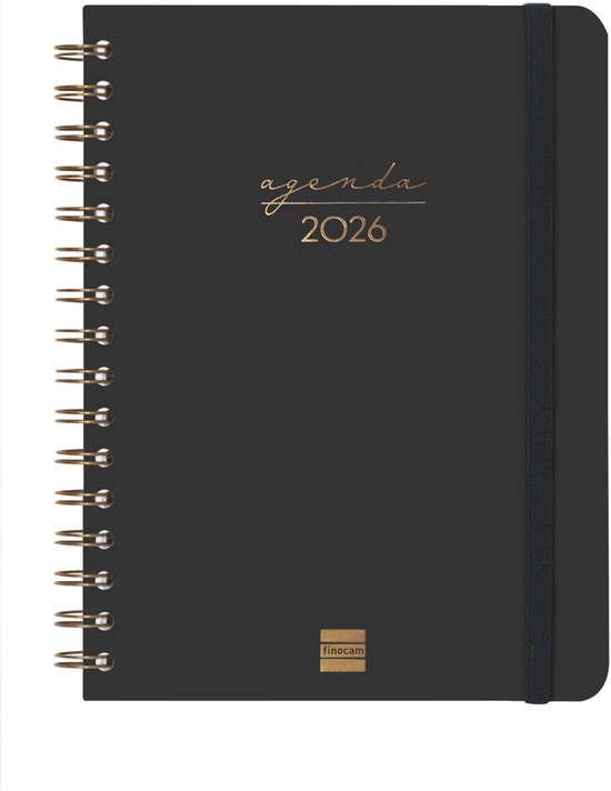 Spiraalkalender 2026 Weekoverzicht Kruisliggend Hardcover Zwart | bol