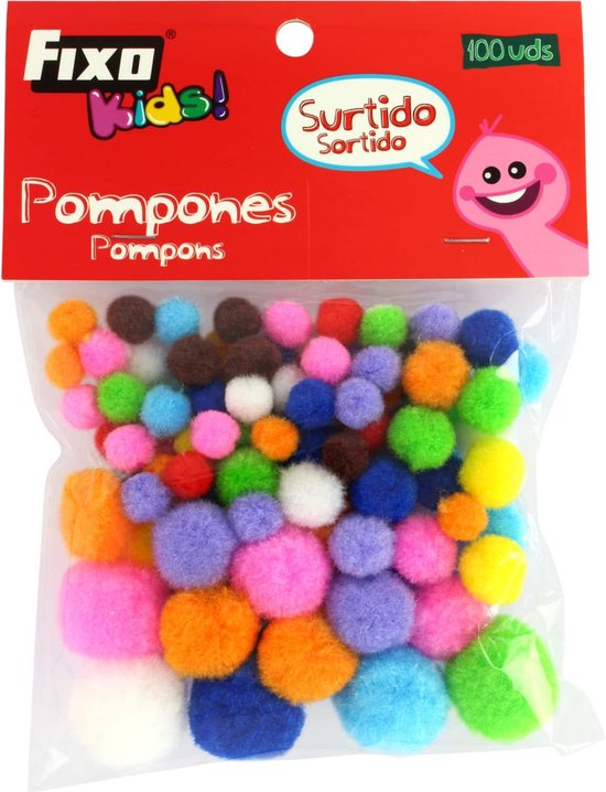 100 Stuks Knutsel Pompons Assortiment - Diverse Kleuren en Maten (0,7 ...