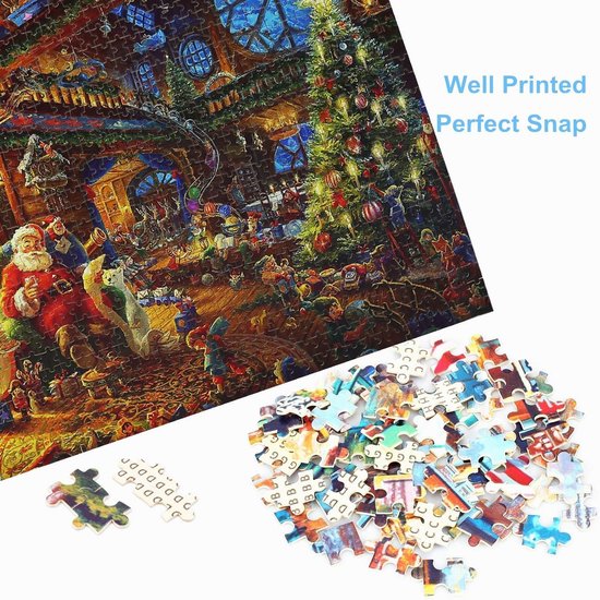 Kerst Legpuzzel 1000 Delen - Kerstman & Wintertafereel - Groot Formaat ...