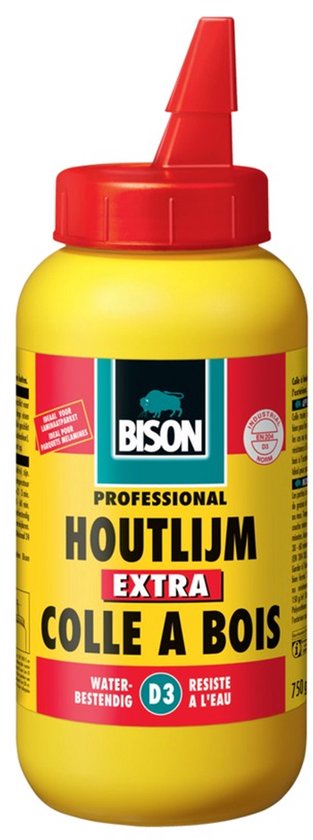 Bison Houtlijm Extra Sterk - Waterbestendig voor binnen en buiten - 750 ...