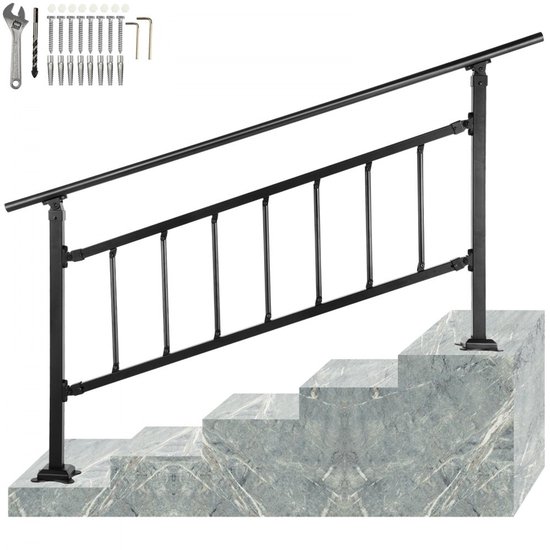 Trapleuning voor buitentrap - Verstelbare smeedijzeren balustrade ...