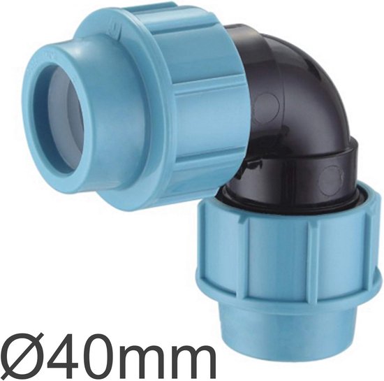 PP Verbindingsstuk 90 Graden Hoek voor 40 mm PE Buis Schroefverbinding ...