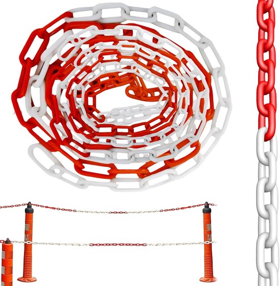 Allecta - Afsluitketting voor binnen- en buitengebruik, rood/wit, 15 ...