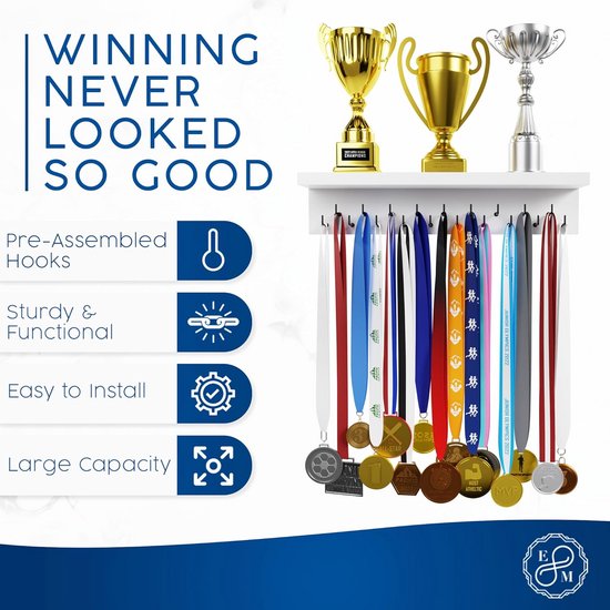 Houten Medaille Hanger en Trofee Plank met Haken - Wandmontage Display ...