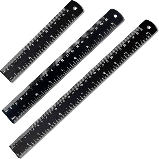 Ruler 15 cm 20 cm 30 cm - 3 Pieces Metal Rulers - Double Sided Side ...