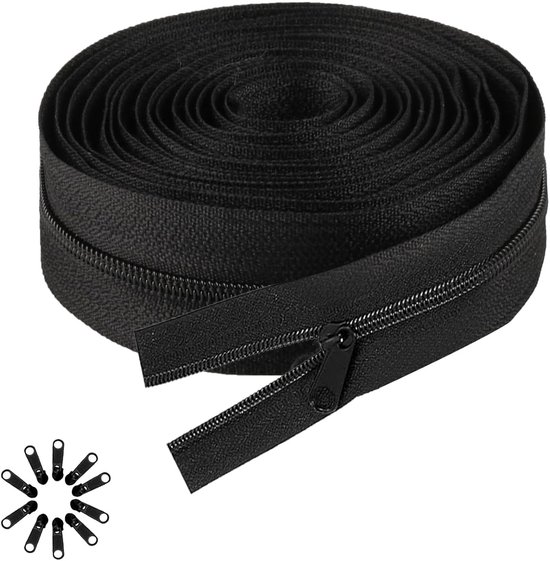 TRANKIELO® - Fermeture à glissière sans fin 10 m de long - Zwart, 2,5 ...