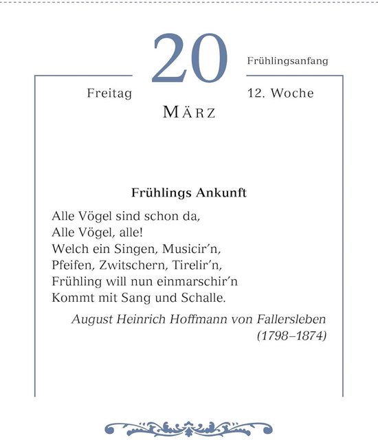 Dagelijks Duits Gedicht - Kalender 2026 om op te Hangene of neer te ...