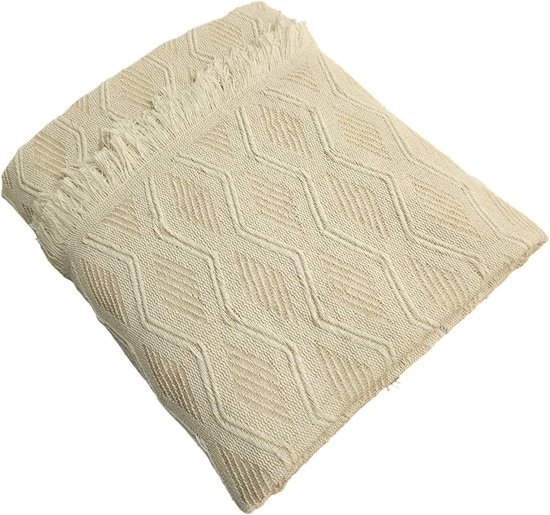 Bankdeken Rombos Beige - Katoen - 125 x 180 cm | bol