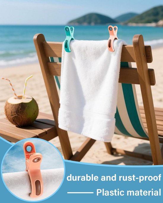 Grote Winddichte Knijpers (8 Stuks) voor Handdoeken, Strandstoelen en ...