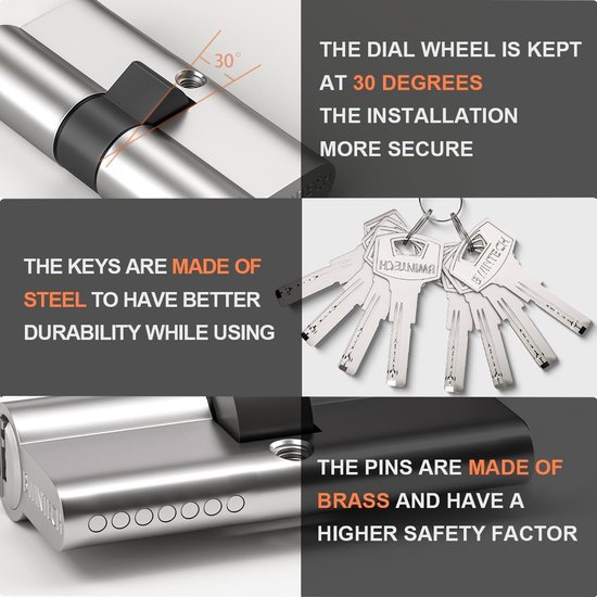 85mm Nikkel Zink Legering Euro Cilinderslot met 8 Horizontale Dimple ...