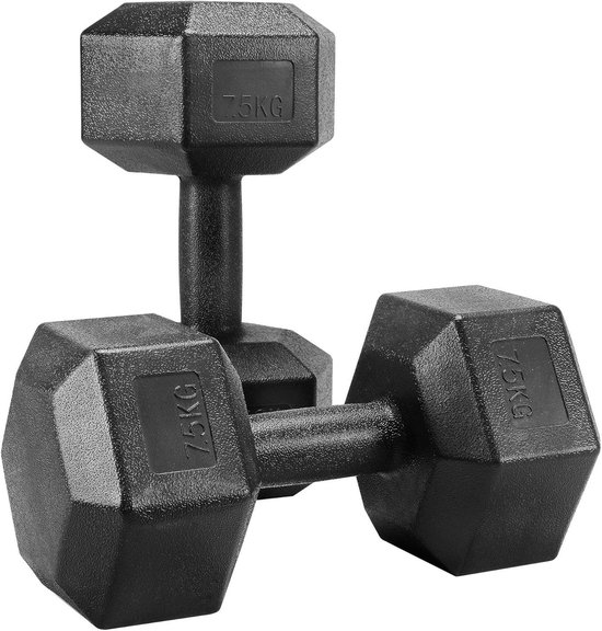 2 stuks Halterset 7,5 kg - Halters voor Fitness, Krachttraining en ...