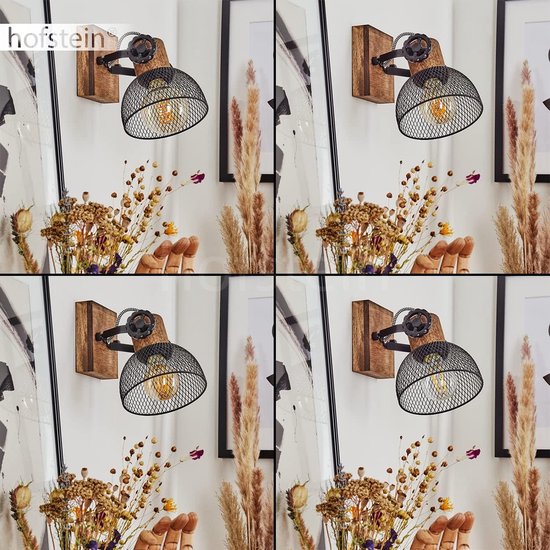 Wandlamp Vintage Houten Metalen Raster Spotlight Slinger Arm ...