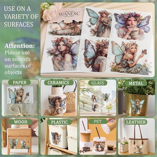 3 Vellen Plakstickers met Vlinder en Elf Thema voor Knutselen en ...