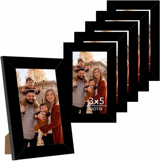 Set van 6 Zwarte Fotolijsten 3x5 inch - Voor Foto’s en Posters - Wand ...