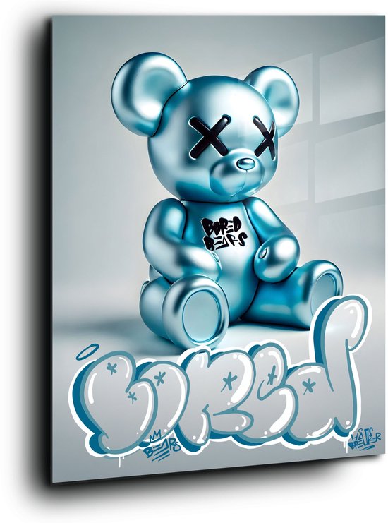 Light Blue bored bears - Meerdere kleuren - Canvas 80 x 120 cm Z | bol