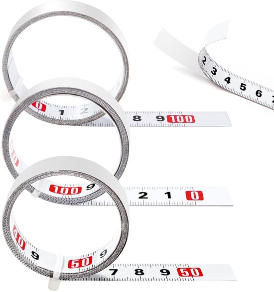 3x Zelfklevend Meetlint Set – 1 Meter | Metrisch & Dubbelzijdig Voor T ...