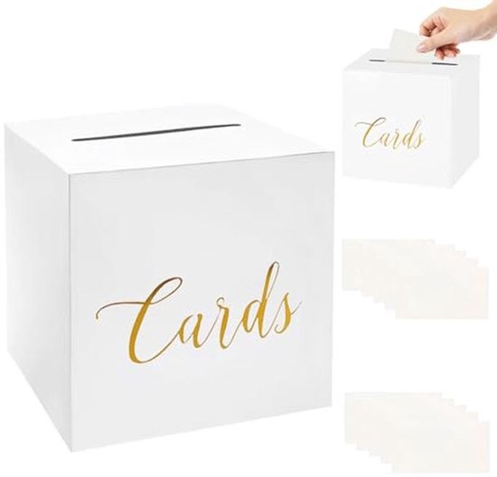 Witte trouwkaartendoos met 10 kaarten voor bruiloften en evenementen | bol