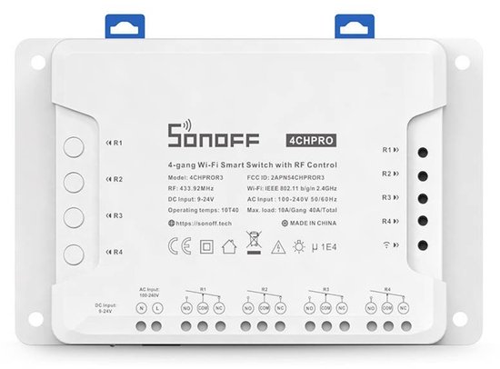 Sonoff 4CH PRO R3 WiFi 4-kanaals schakelaar met DS18B20 temperatuursensor | bol