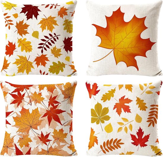 4-pack rustiek gele esdoorn kussenhoezen 45x45 cm – luxe linnen look ...