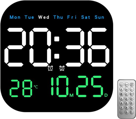 Grote Digitale Wandklok met Temperatuur, Datum en Countdown Functie ...