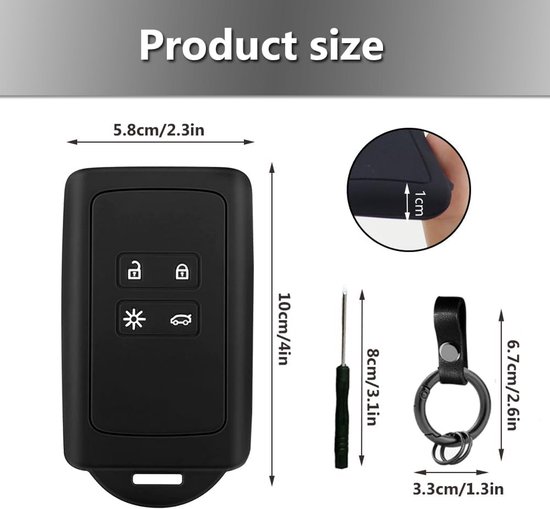 2x Siliconen Autosleutelhoes voor Renault 4-Toets Smartkey Beschermhoes ...