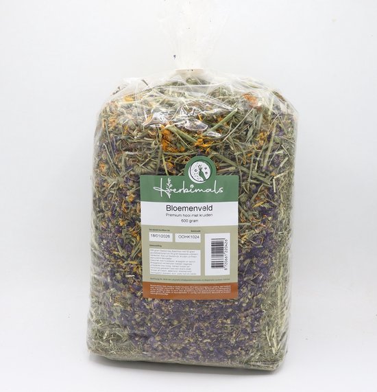 Herbimals Bloemenveld - 600 gram - Premium hooi met kruiden | bol
