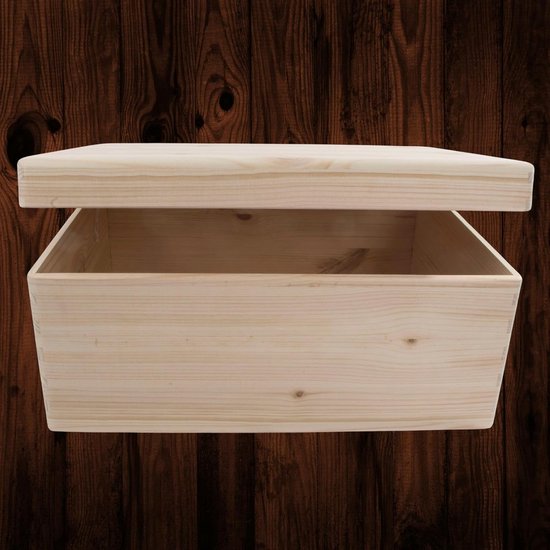 Houten Kist met Deksel en Handvatten 37x28x18 cm voor Decoratie en ...