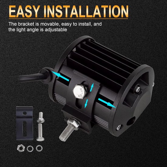 Set van 2x 18W LED Werklampen 10CM - 12V Schijnwerper voor Tractor ...