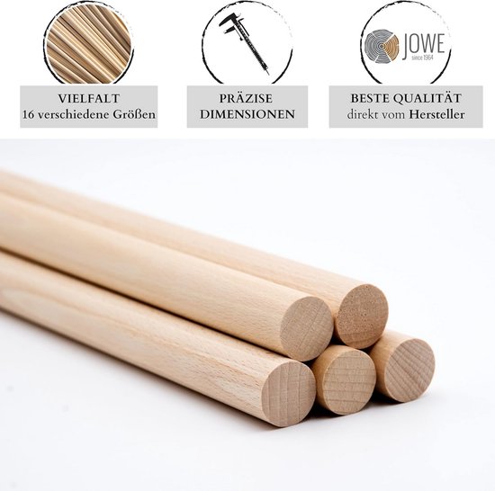 30 Ronde Houten Stokken Beukenhout 6mm Diameter 100cm Lengte ...