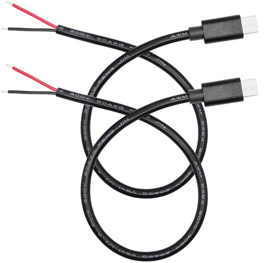 2 stuks USB-C naar 2-pins Schroefdraad Kabel 30cm - 5V/5A Stroomkabel ...