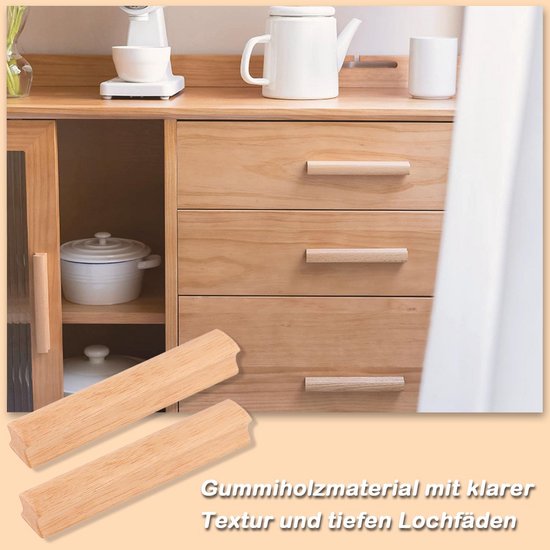 Houten Meubelgrepen - Set van 6 Universele Handgrepen voor Kasten en ...