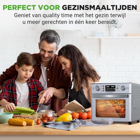 Grote Airfryer Oven met Rotisserie - 26 Liter XXL - 1700W - 10 Digitale ...