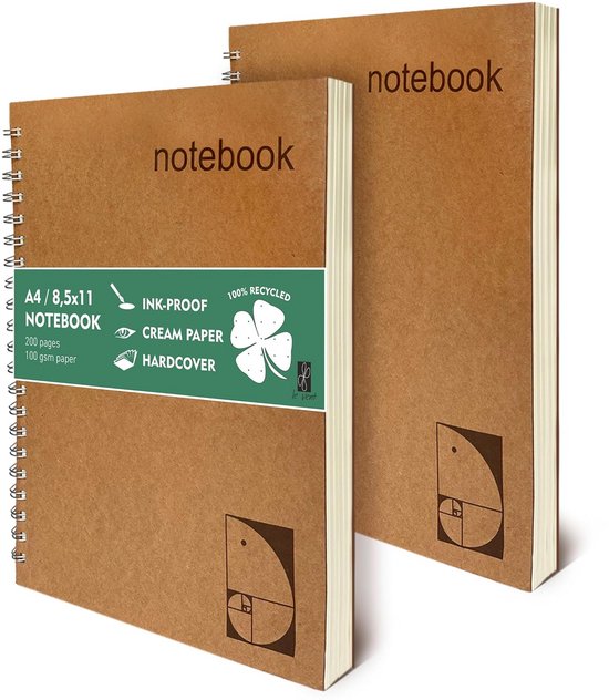Set van 2 A4 Bullet Journal Notitieboekjes (200 Pagina's) - Dotted ...