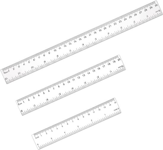 Plastic Linialen - 15 cm - 20 cm - 30 cm - Transparante Linialen met ...