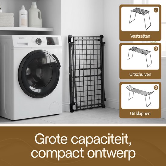 Meisterhome® – Uitschuifbaar Zwart Wasrek - Droogrek – Extra Groot ...