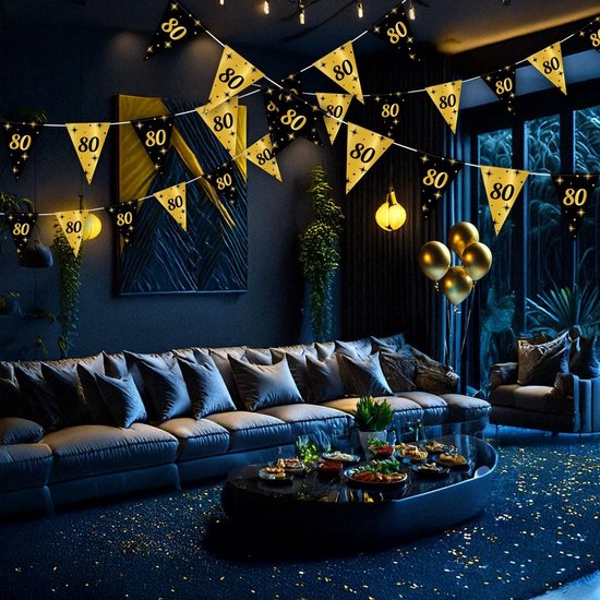 Luxe Zwart-Gouden Slinger 10 Meter voor 80e Verjaardag Feestversiering ...