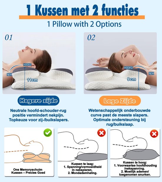 Anti Snurk Kussen - Apneu Producten - Hoofdkussen Nekpijn Comfortabel | bol