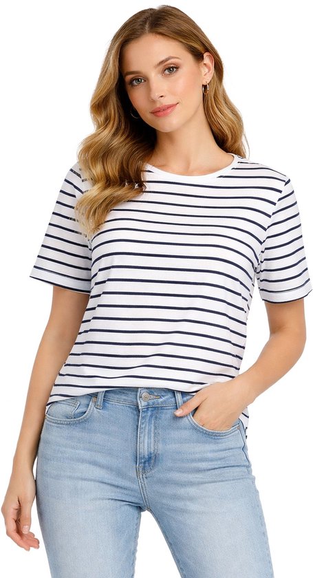 Red Button T-shirt Terry Stripe Short Sleeve Srb4754 158 Dark Blue ...
