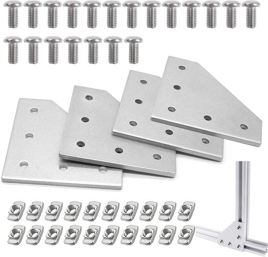 4 stukken aluminium profiel 40 x 40 - L-connectoren aluminium profiel ...
