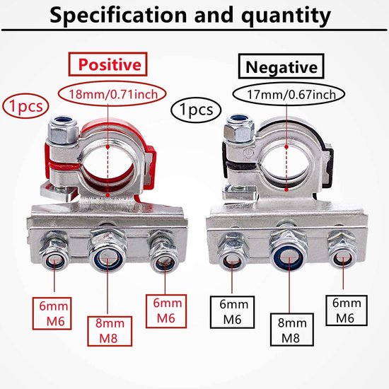 Accuklemconnector - 12V 3-weg terminal voor auto, caravan, camper | bol