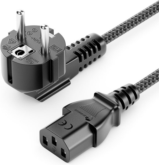 5m Stroomkabel Hoekstekker C13 naar Schuko - Stroomvoorziening voor PC ...