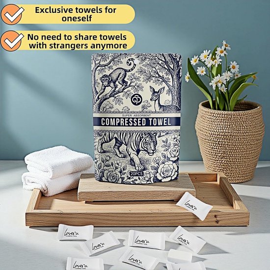 20x Gecomprimeerde Wegwerphanddoeken - Uitvouwbaar & Herbruikbaar voor ...