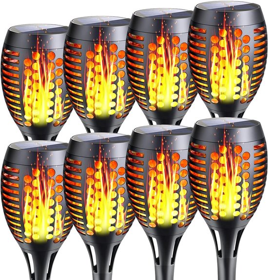 8 stuks Zonne-fakkels buiten met flikkerende vlammen - Automatische ...